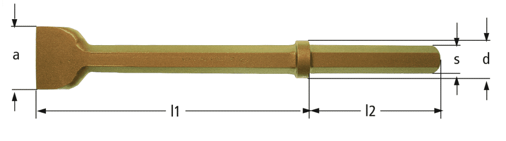 Flat end pneumatic chisel, with collar - AMPCO Safety Tools
